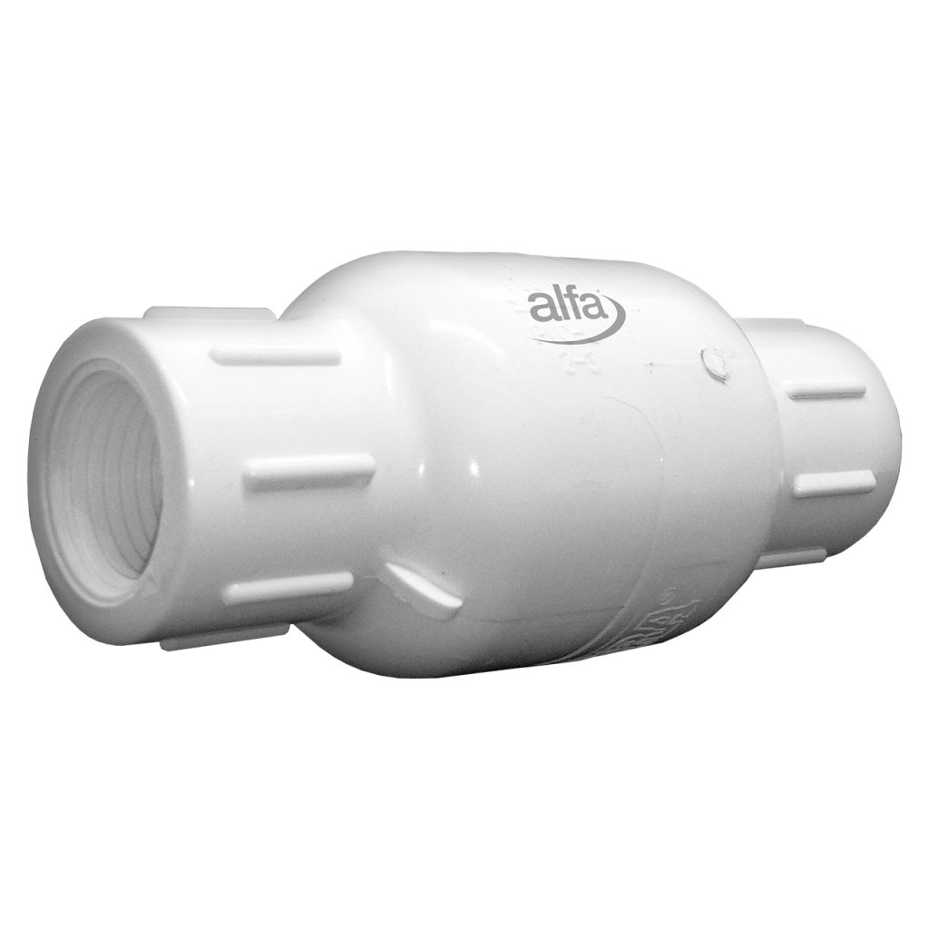 VÁLVULA CHECK RESORTE DE PVC, MEDIDAS: 1/2″ – Alfa